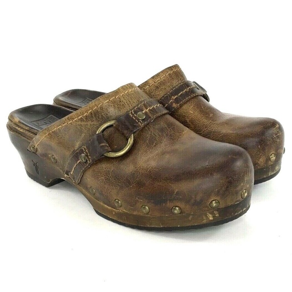 Frye | Shoes | Frye Clara O Ring Leather Women Clogs Brown Sz 6m | Poshmark